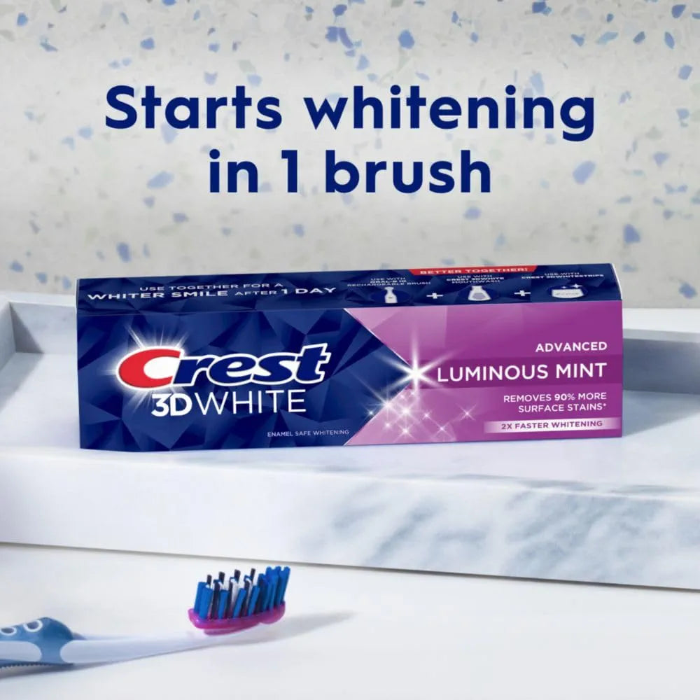 Crest 3D White Advanced Luminous Mint Teeth Whitening Toothpaste 104g ...