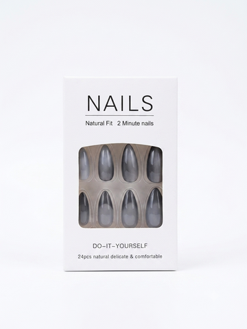 Chic Cat-Eye Gray Press-On Nails | Almond Shape – Skin Store Pakistan