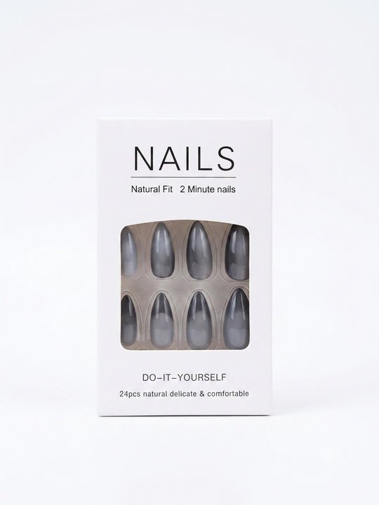 Chic Cat-Eye Gray Press-On Nails | Almond Shape – Skin Store Pakistan