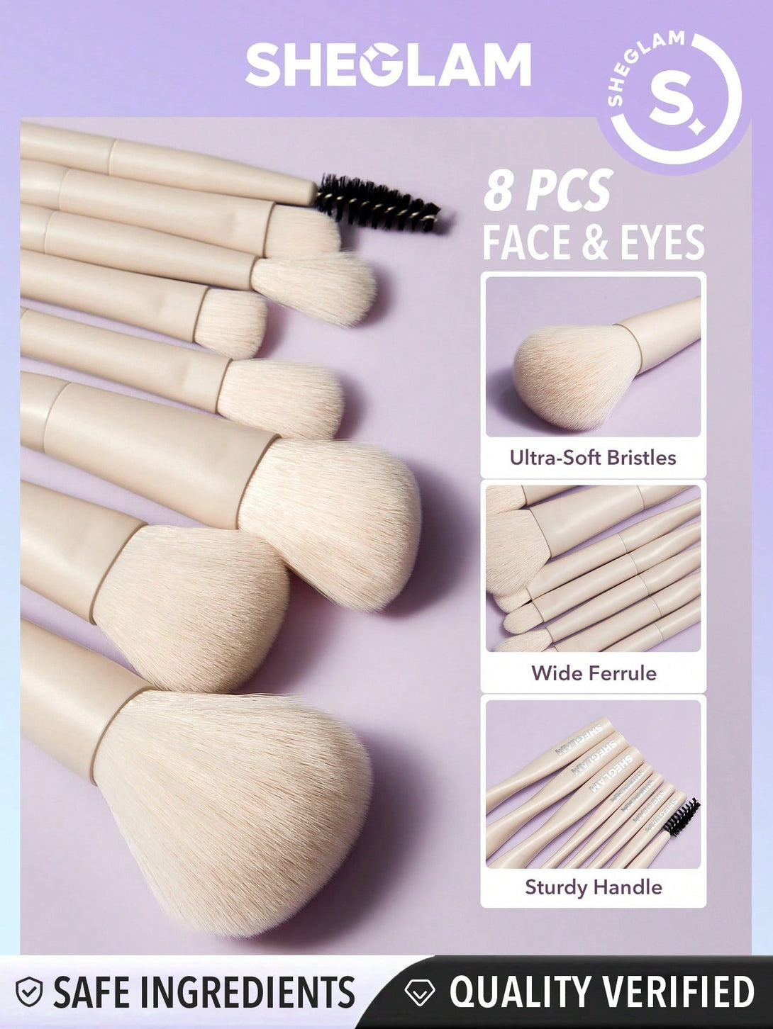 SHEGLAM Pro Core Brush Kit 8 Pcs/Set Professional Makeup Brushes Set ...